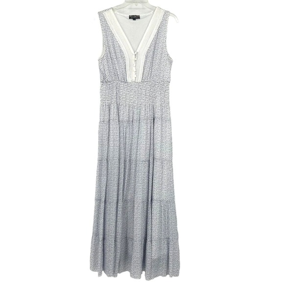 J. Gee | Dresses | J Gee Tiered Ditzy Floral Maxi Dress Blue White ...
